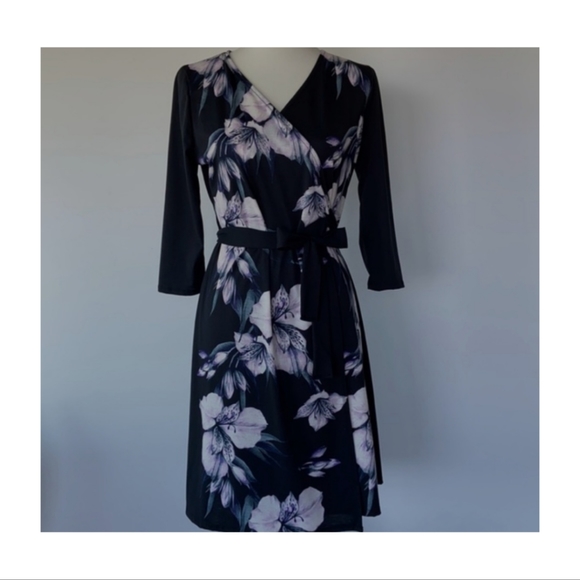 LuLaRoe | Dresses | Lularoe Michelle Wrap Dress In White Purple Floral ...